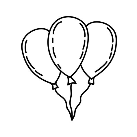 Ballonnen Pictogram Kinderspel Hand Getrokken Of Zwarte Omtrek