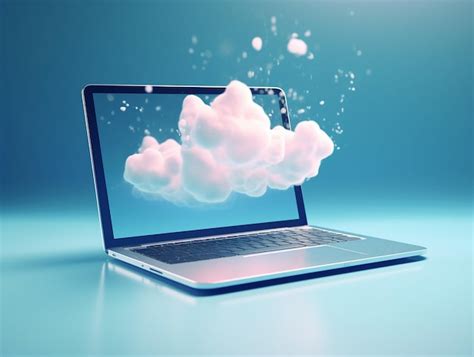 Una computadora portátil con una nube en la pantalla y la palabra nube