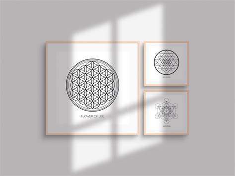 Sacred Geometry Wall Art Flower Of Life Print Sri Yantra Print