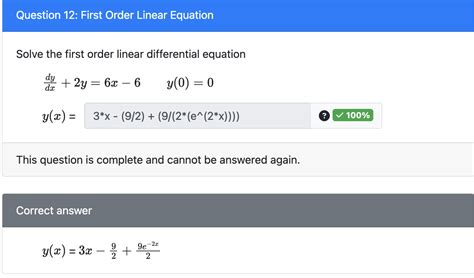 Solved Question 12 First Order Linear Equation Solve The Chegg