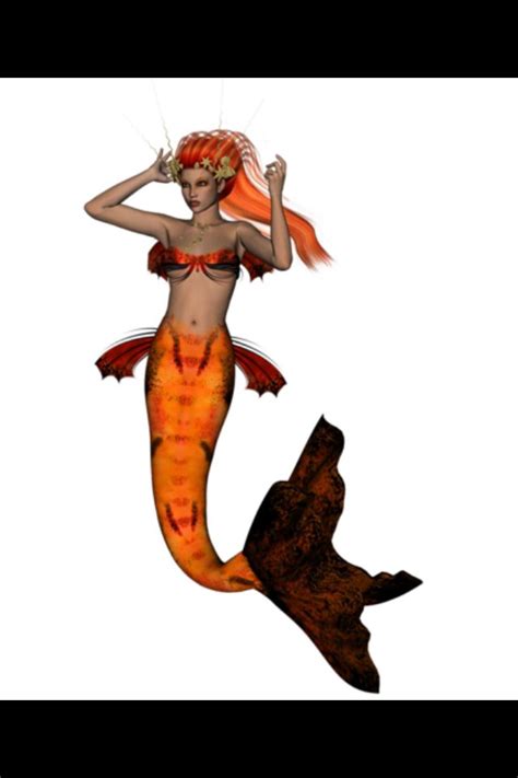 An Orange Mermaid Is Floating In The Air