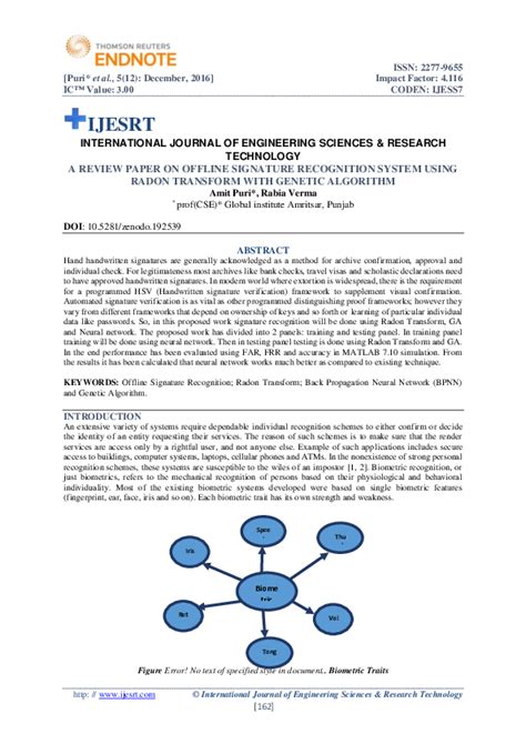 pdf a review paper on offline signature recognition system using radon transform with genetic