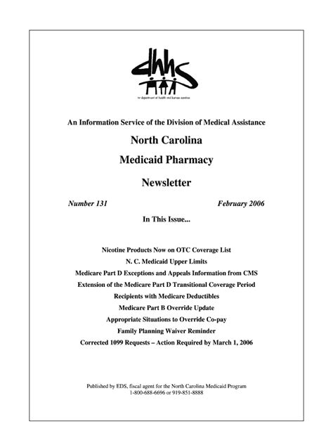 North Carolina Medicaid Pharmacy Newsletter Ncdhhs Fill Out Sign