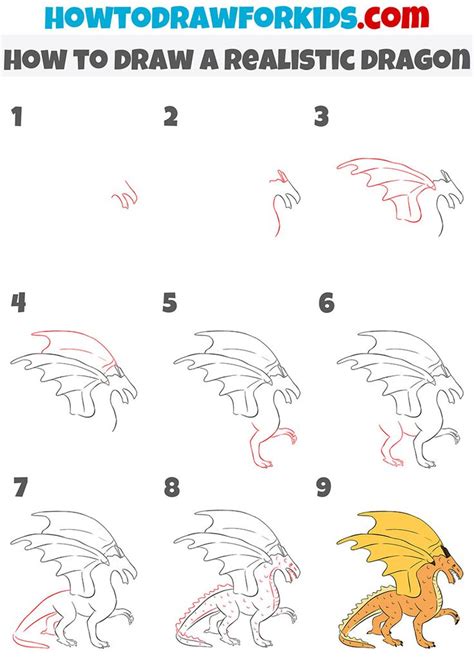 How To Draw A Realistic Dragon Step By Step Drawing Instructions For