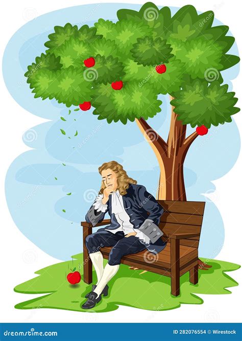 Illustration Of Sir Isaac Newton Discovering The Theory Of Gravitation