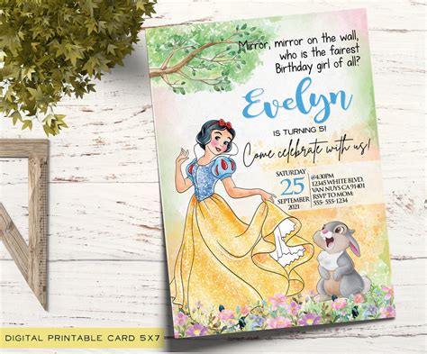 Invitación de Blancanieves Fiesta de cumpleaños de Etsy México