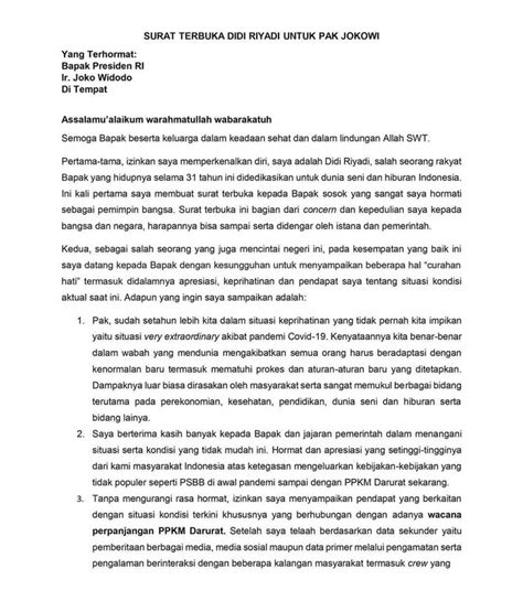 Detail Contoh Surat Terbuka Koleksi Nomer