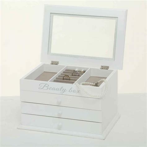 Boîte A Bijoux Beauty En Bois Blanc Panier boîte 3 SUISSES