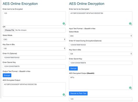 aes encryption and decryption online tool