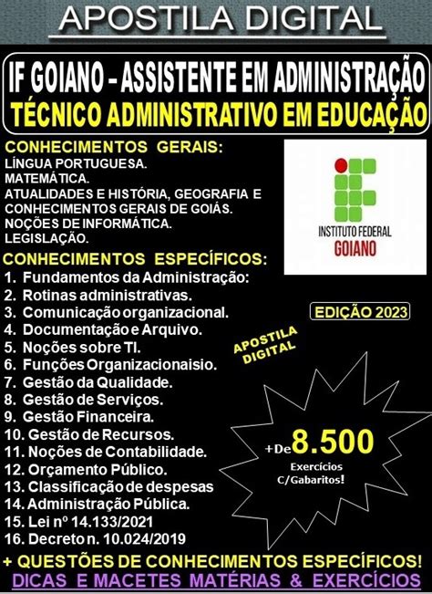 Apostila IF GOIANO ASSISTENTE em ADMINISTRAÇÃO Teoria 8 500
