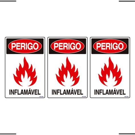 Combo Placas De Sinaliza O Perigo Inflam Vel X Ekomunike S
