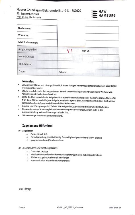 GE1 So Se20 Lapke Alte Klausur SS 20