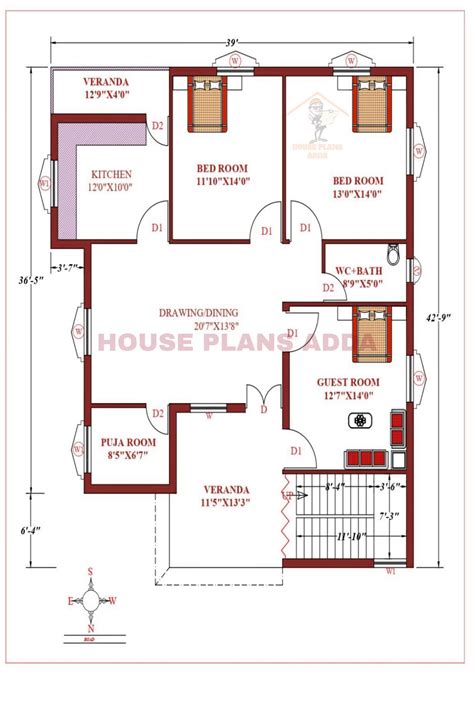 Bhk House Plan North Facing House Designs Exterior House Nbkomputer