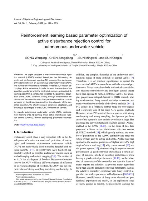 pdf reinforcement learning based parameter optimization of active disturbance rejection