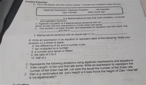 Solved Practice Exercises A Fill In The Blanks With The Co Algebra