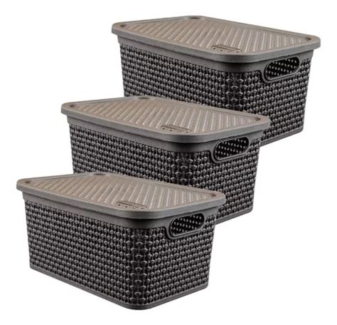 Set Cajas Organizadoras Pack Simil Rattan Mediana Lts Color