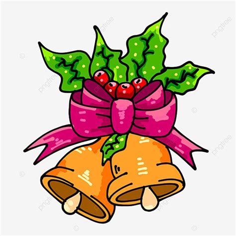 Dos Campanas Decoradas Con Cintas Y Hojas De Cerezo PNG Navidad