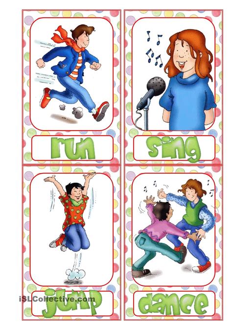 Action Verbs Flashcards Printable Free Printable Templates