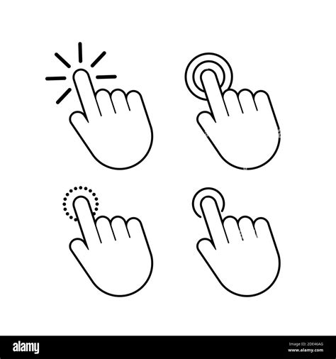 Set Hand Cursor Icon Click Vector Stock Illustration Stock Vector