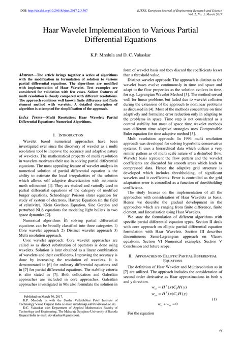 pdf haar wavelet implementation to various partial differential equations