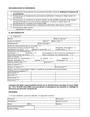 Compilabile Online Dichiarazione Di Residenza Con Provenienza Dall