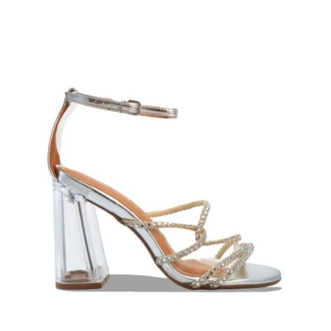 Sandalia Vizzano Salto Alto Transparente Strass