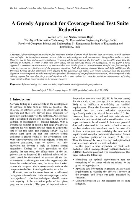 pdf a greedy approach for coverage based test suite reduction