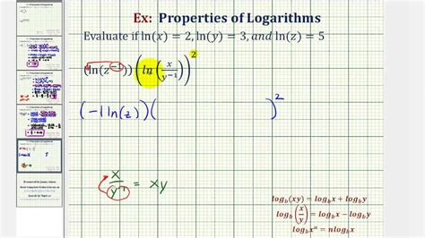 ex 5 evaluate a natural logarithmic expression using the properties of logarithms youtube