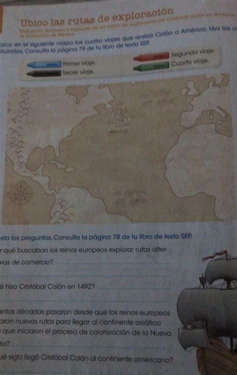 marca siguiente mapa los cuatro viajes que realizó Colón a américa Usa