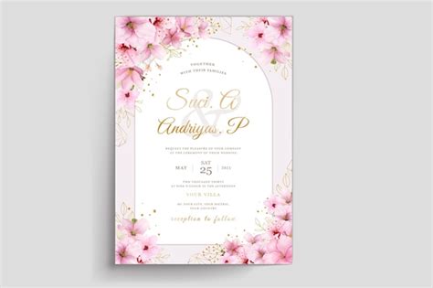 Conjunto de tarjeta de invitación de boda de primavera de flor de