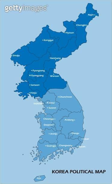 Korea Political Map Divide By State Colorful Outline Simplicity Style