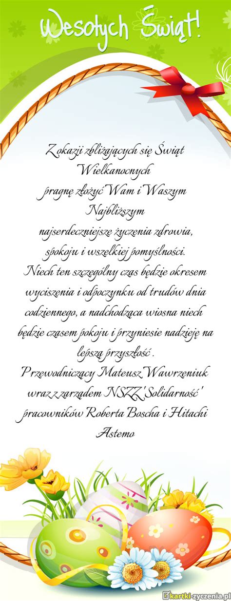 Spokoju i wszelkiej pomyślności Gotowa kartka wielkanocna
