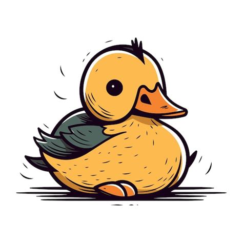 Lindo pato de dibujos animados ilustración vectorial aislada en fondo