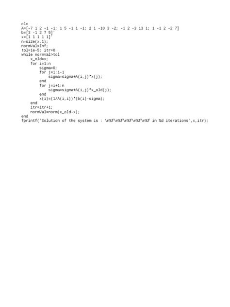 jacobi s method in matlab pdf