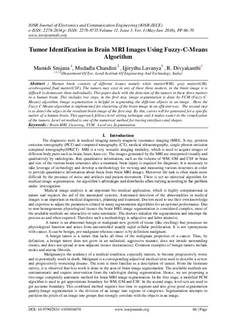pdf tumor identification in brain mri images using fuzzy c means algorithm iosr journals