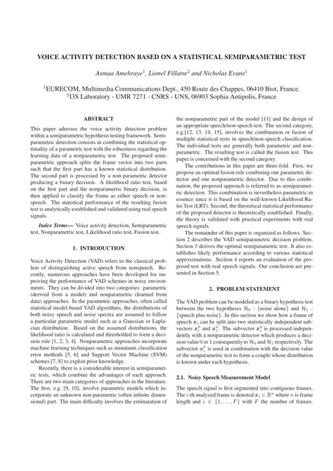 pdf voice activity detection based on a statistical semiparametric test