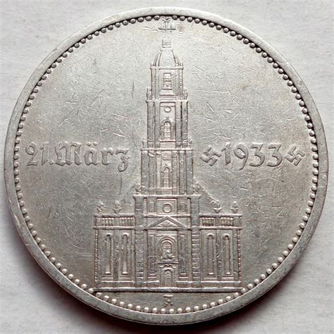 Niemcy Trzecia Rzesza 5 marek 1934 A KOŚCIÓŁ DATA srebro