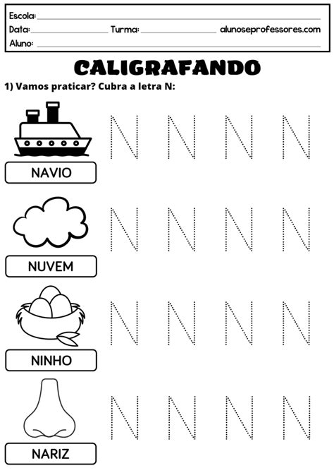 Atividades A Letra N Para Imprimir Alunos E Professores Off