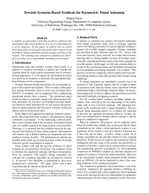 pdf towards scenario based synthesis for parametric timed automata h giese