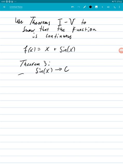 solved use theorems i 5 to show that the function is continuous f x x sinx