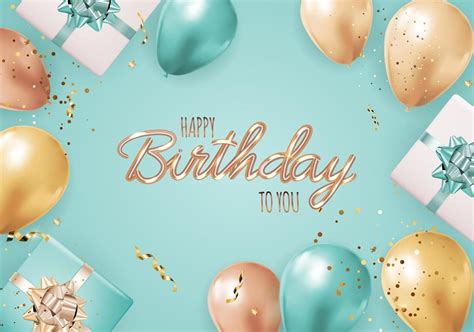 Fondo de cumpleaños feliz fiesta con globos realistas caja de regalo y