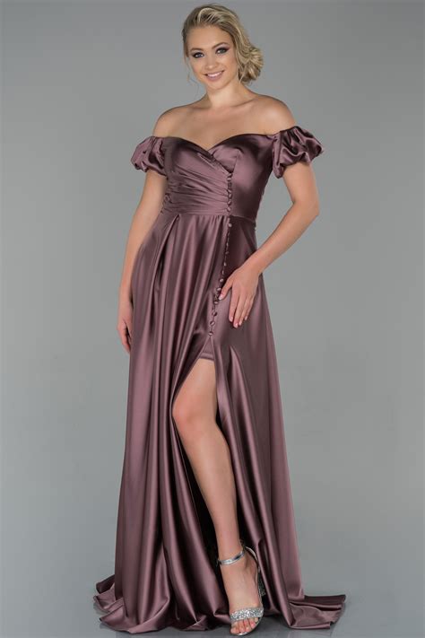 Robe de Soirée Longue Satin Lilas ABU1840 Abiyefon