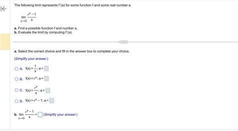solved the following limit represents f a ﻿for some