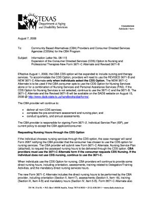 Fillable Online Dads State Tx DADS Information Letter No 08 115