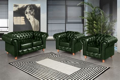 Conjunto de Sofá Luís Xv 2 Lugares 2 Poltronas Chesterfield Capitonê