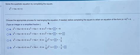 solved solve the quadratic equation by completing the