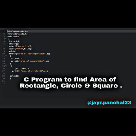 c program to find area of rectangle circle and square cprograms informationtec c programming