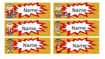 Superhero Name Labels Medium By Abi Marais TPT