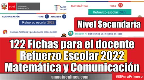 Fichas para el refuerzo escolar 2022 en Matemática y Comunicación para