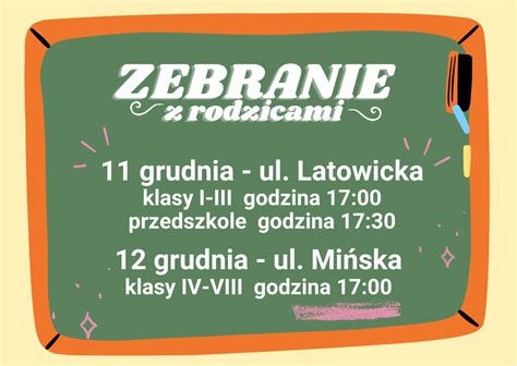 Zebranie Z Rodzicami Publiczna Szko A Podstawowa